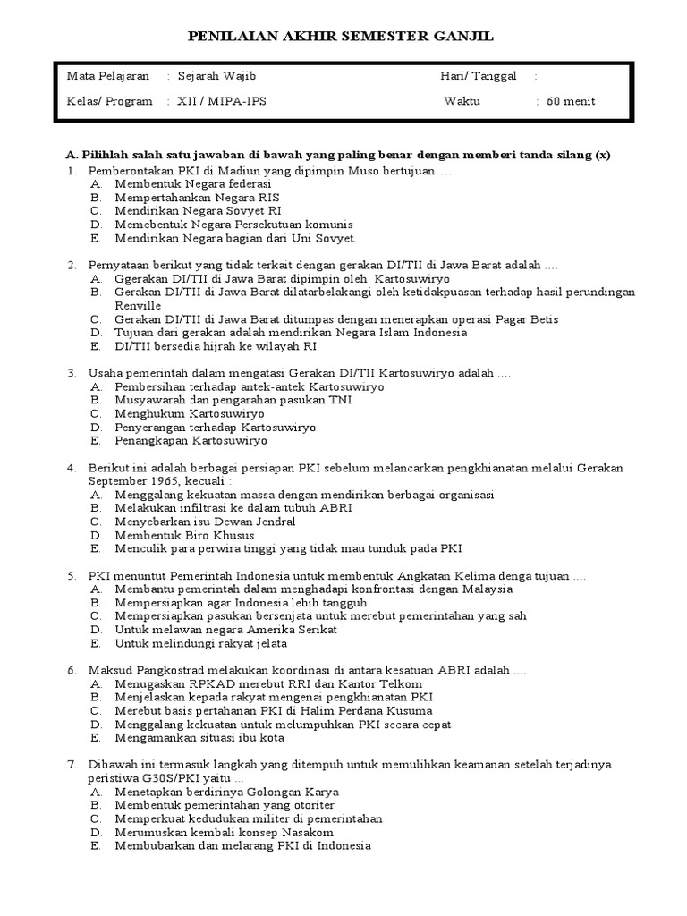 Soal Akhir Semester Ganjil | PDF