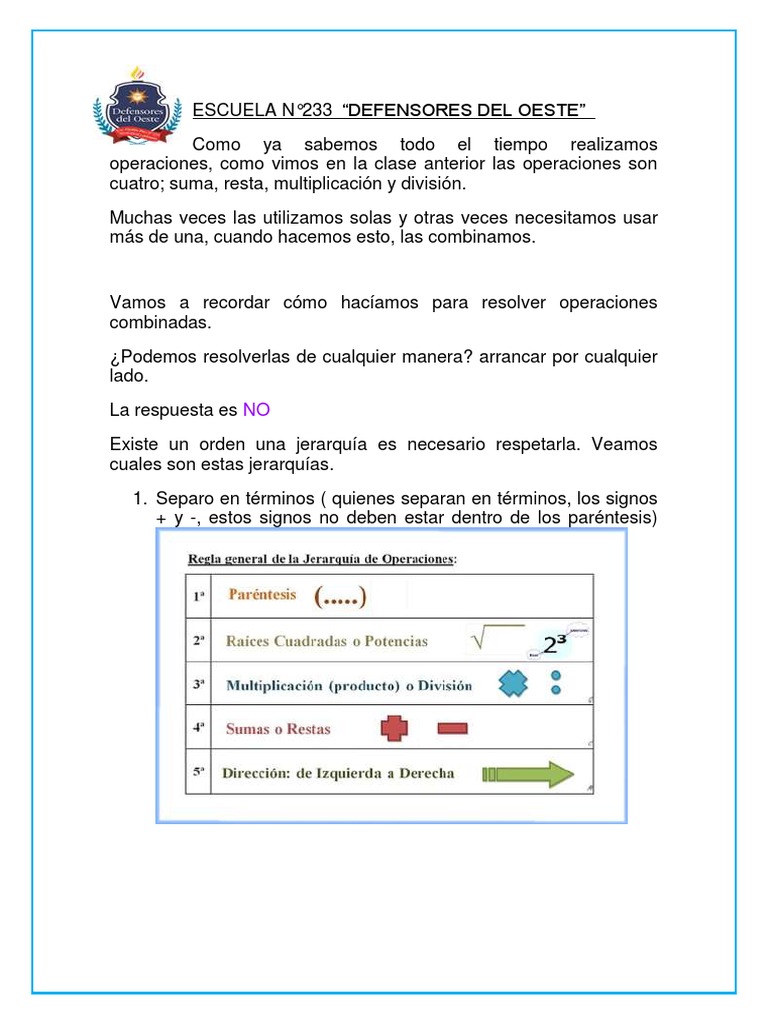Operaciones Combinadas 2° Parte Sexto Grado | PDF