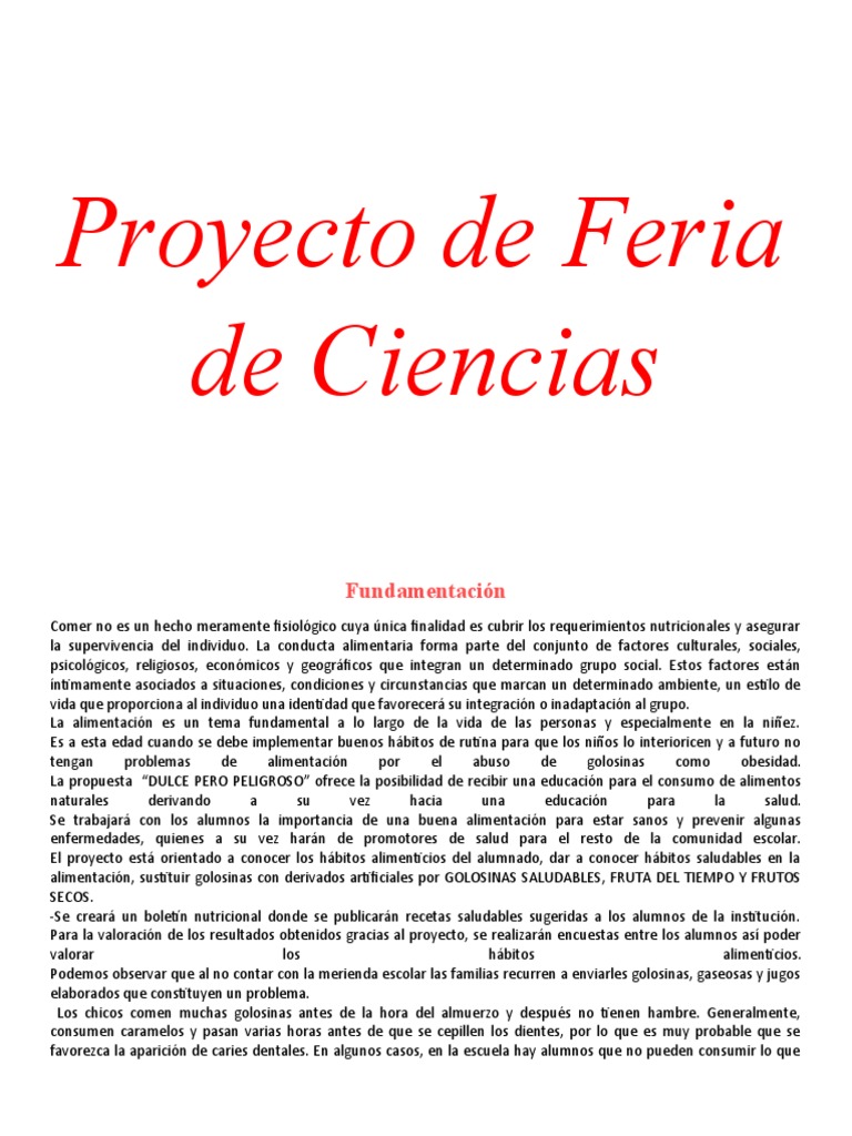 Proyecto de Feria de Ciencias | PDF | Alimentos | Nutrición
