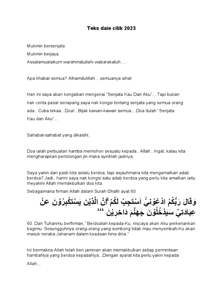 Teks Daie Cilik 2023 | PDF