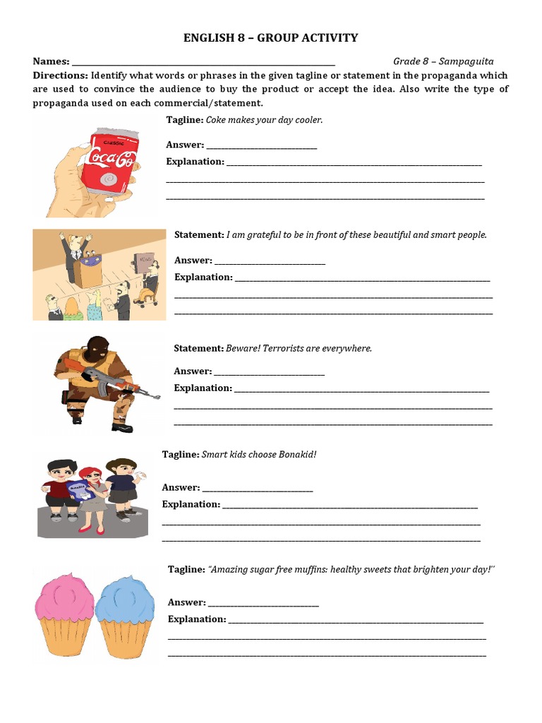 Eng 8 Group Activity Propaganda by 4 | PDF | Career & Growth