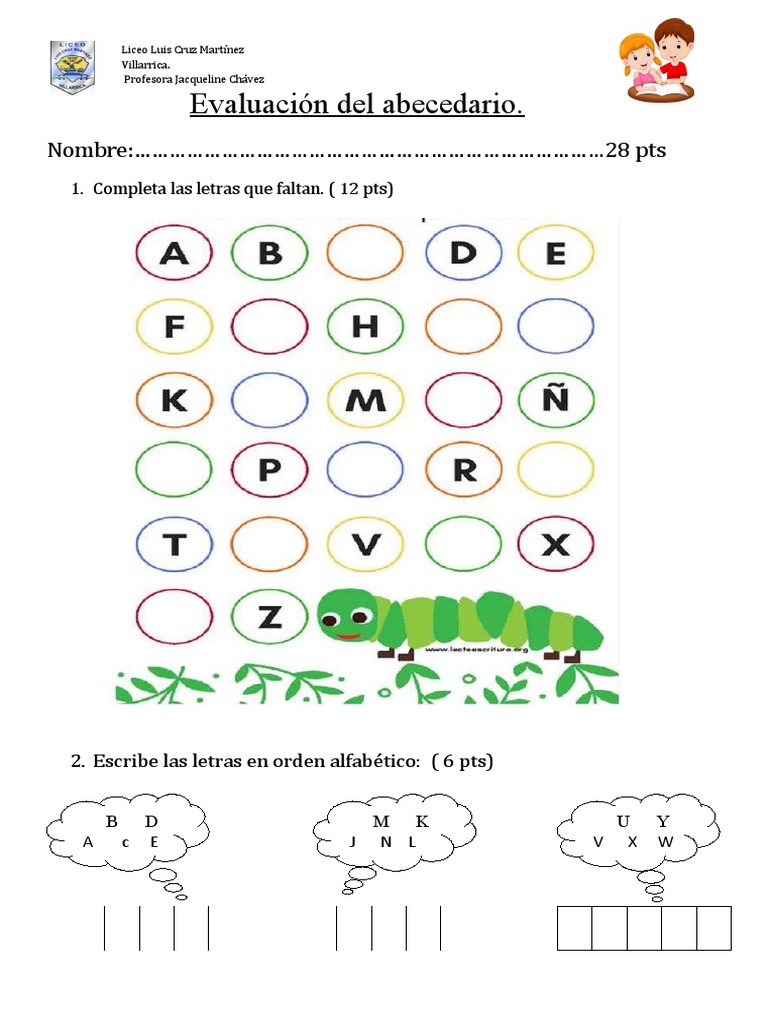 Evaluación del Abecedario para Niños | PDF | Métodos y materiales de ...