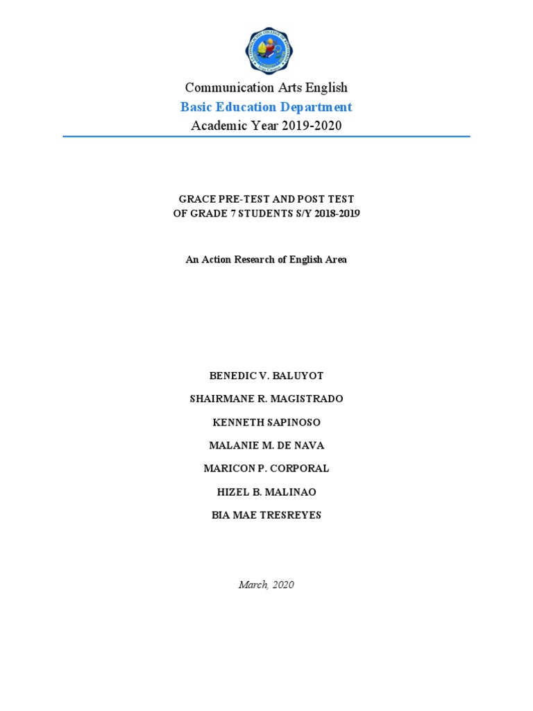 Grace Pretest and Post Test of GR 7 Stud | PDF | Methodology | Reading ...