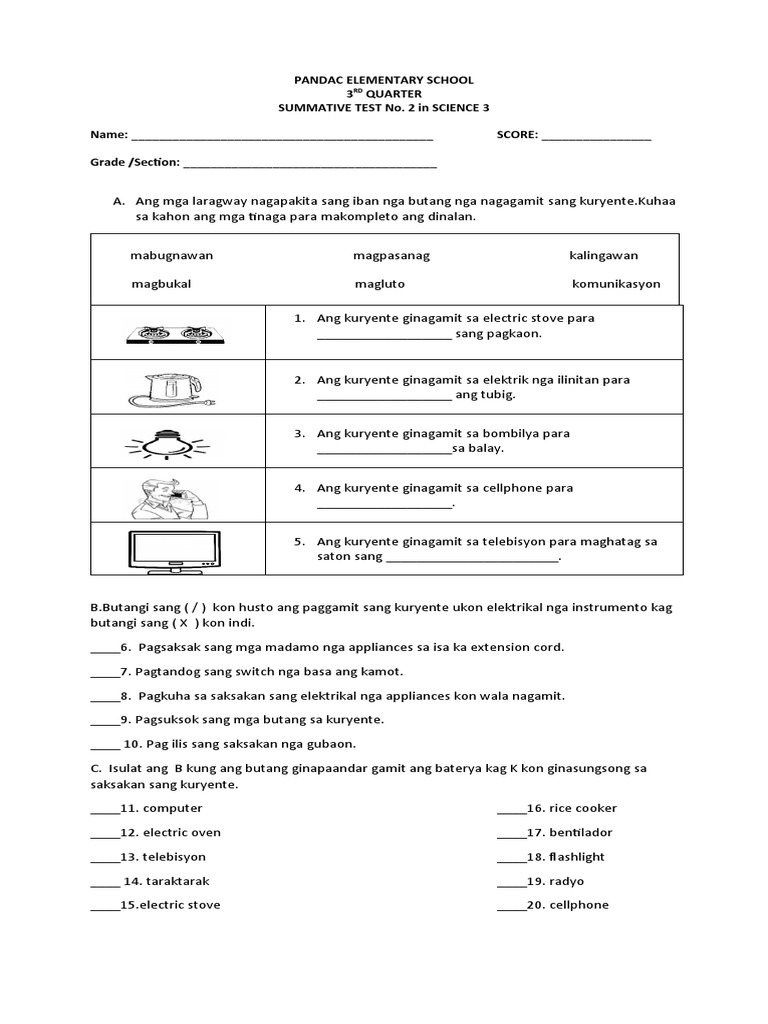 Science Summative Test | PDF