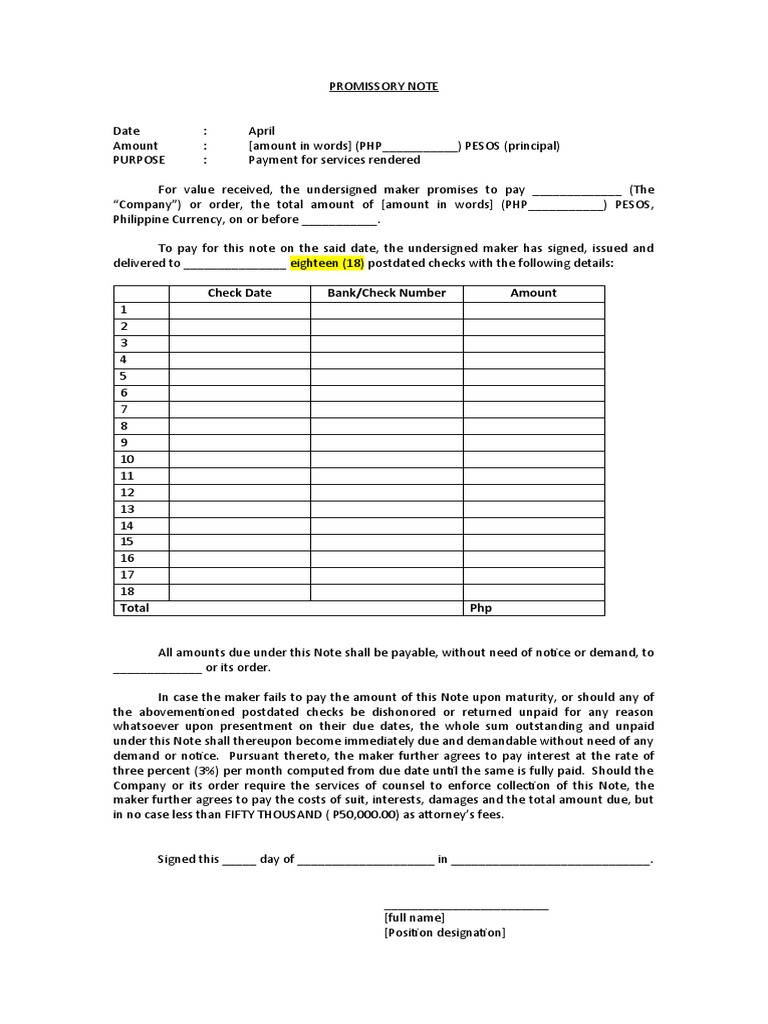 Promissory Note | PDF | Interest | Promissory Note