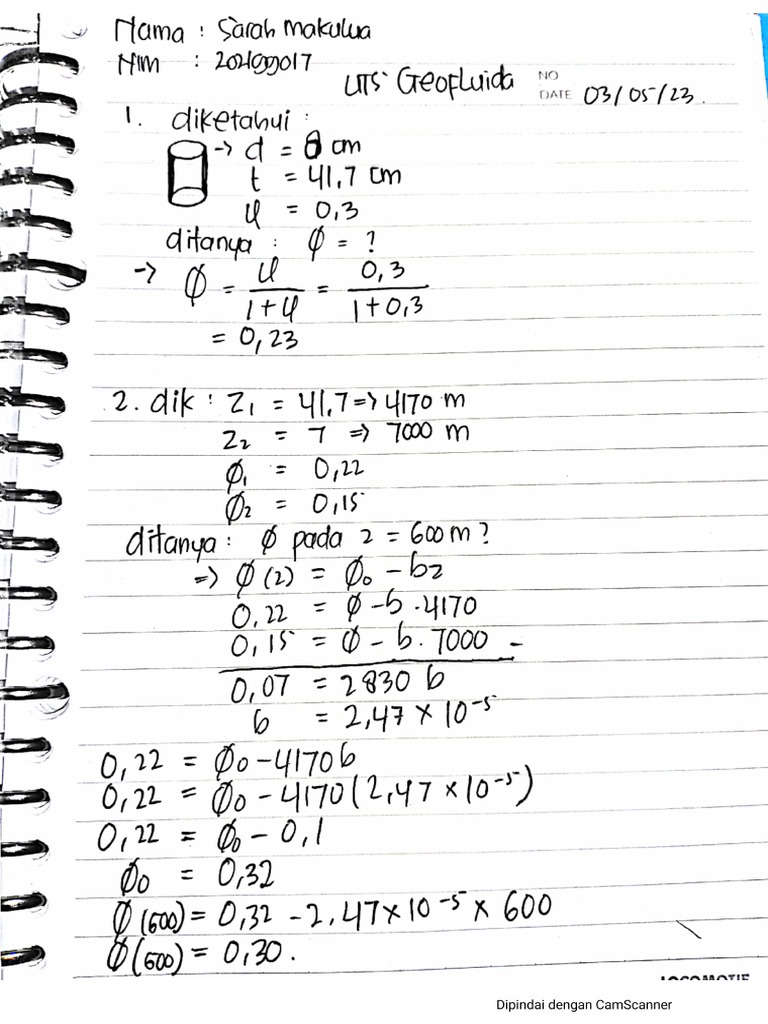 UTS Geofluida - 202199017 - Sarah Makulua | PDF