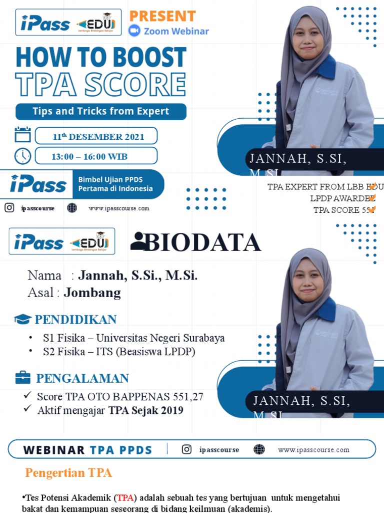 Webinar TPA IPASS - ALJABAR | PDF | Metode & Bahan Ajar | Komputer
