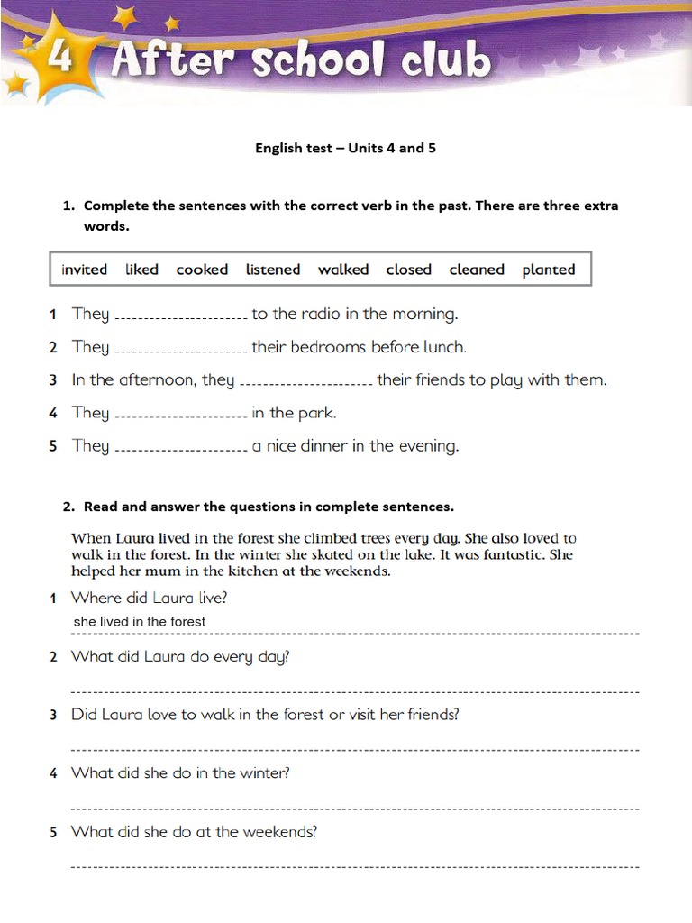 Kids Box 4 - Test Unit 4-5 | PDF