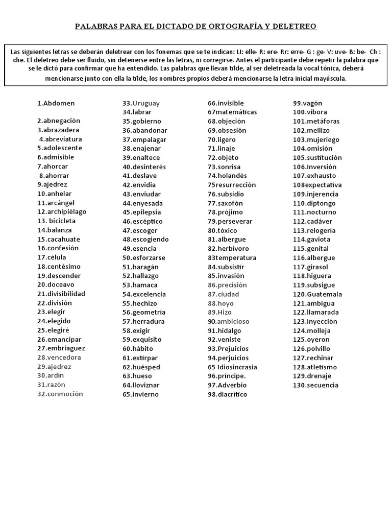 Concurso Deletreo y Ortografía | PDF