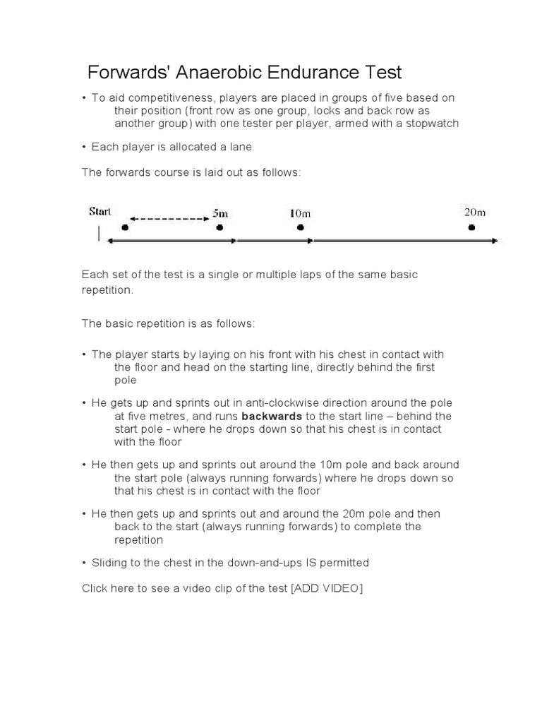 RFU Anaerobic Sprint Test Procedure | PDF