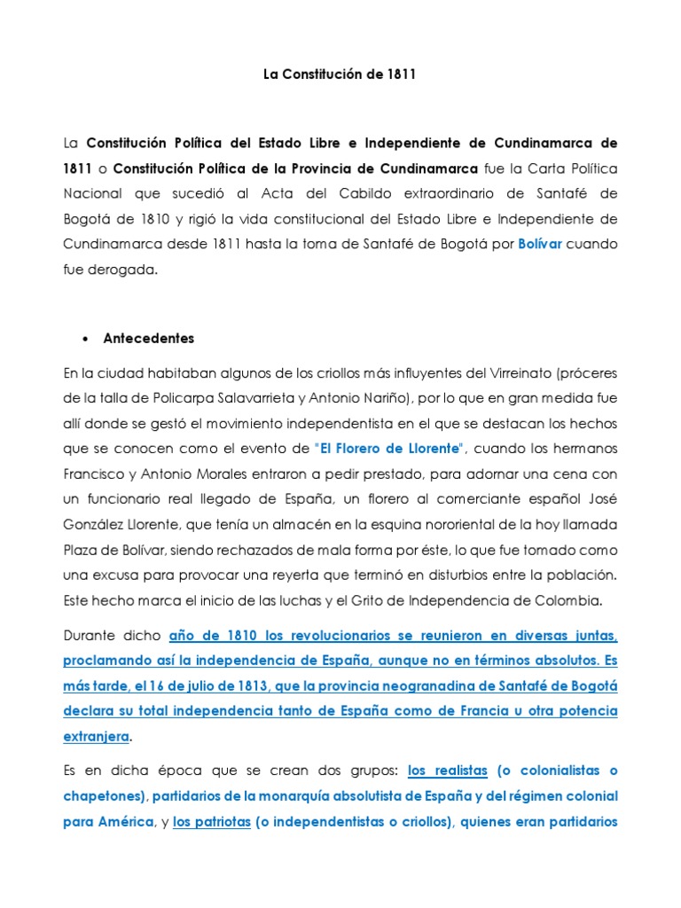Constitución de 1811 | PDF