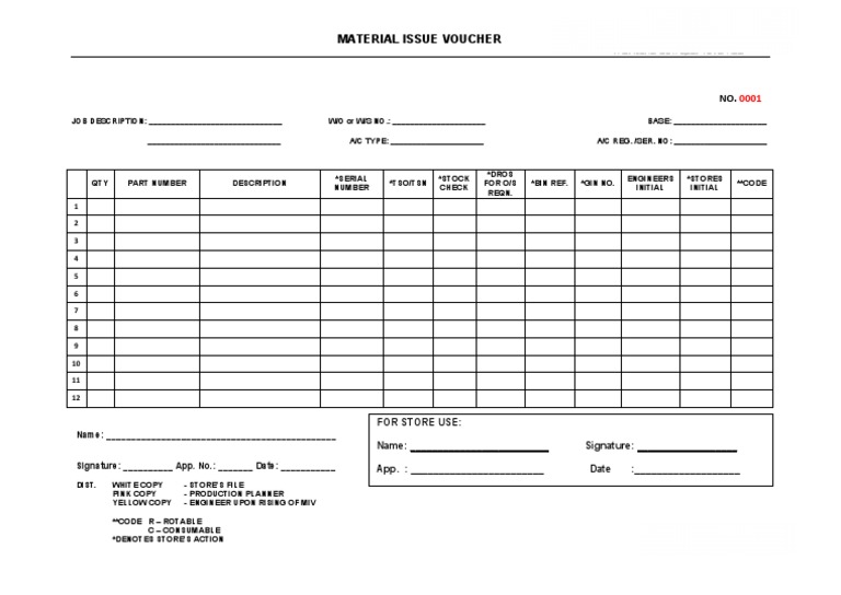 Material Issue Vaucher | PDF