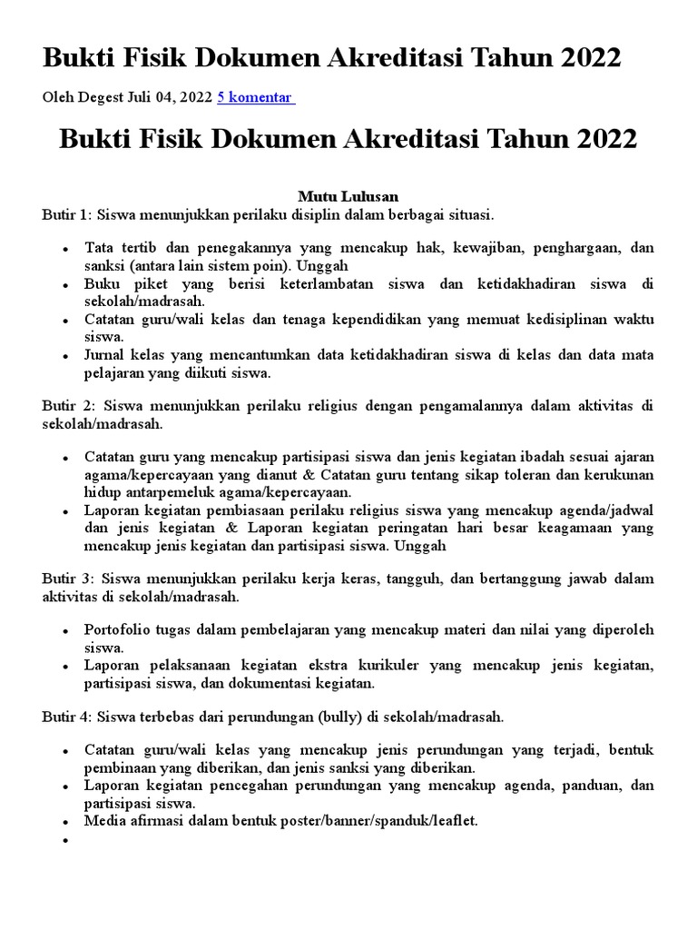 Bukti Fisik Dokumen Akreditasi | PDF | Karier & Perkembangan | Seni