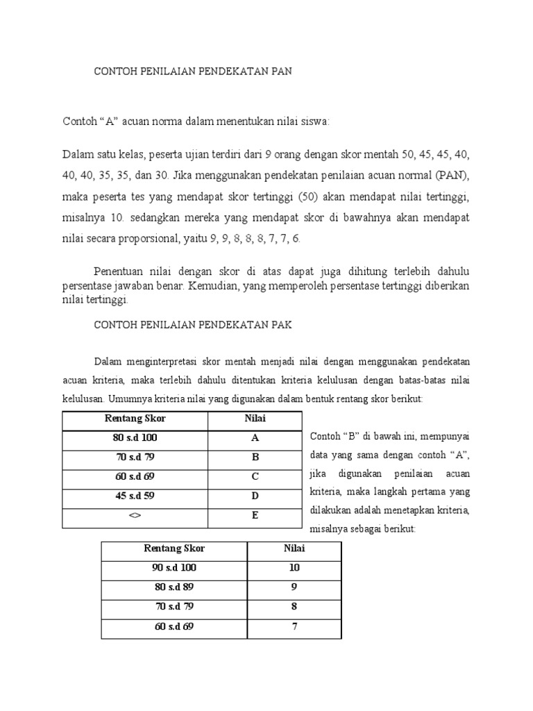 Contoh Penilaian PAN dan PAK | PDF