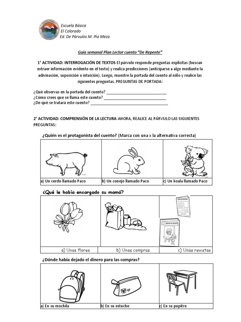 Guía Cuento DE REPENTE | PDF