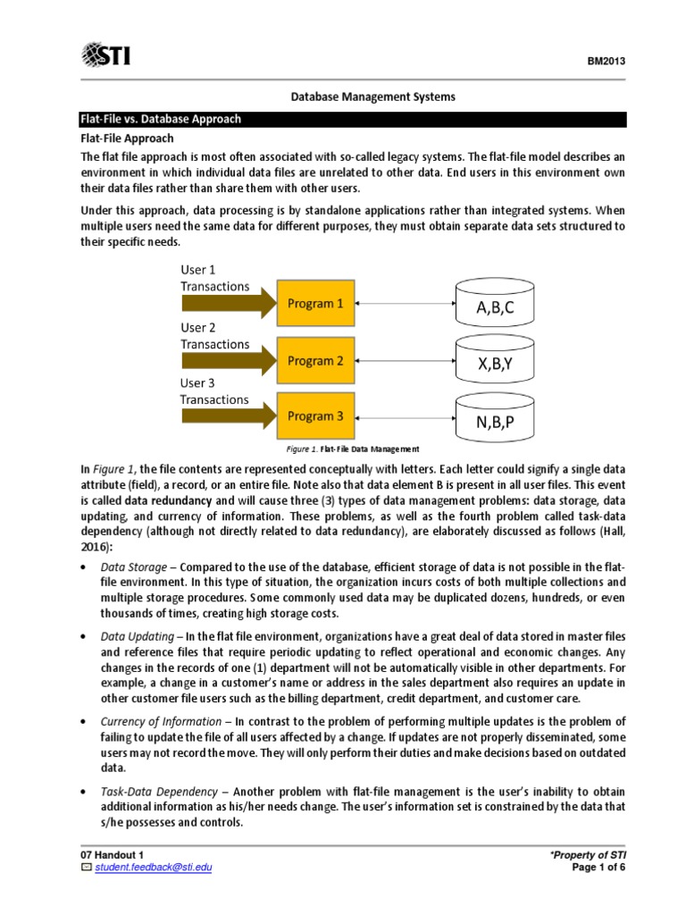 Resolving the Problems of the Flat-File Data Management Approach Through Database Management ...