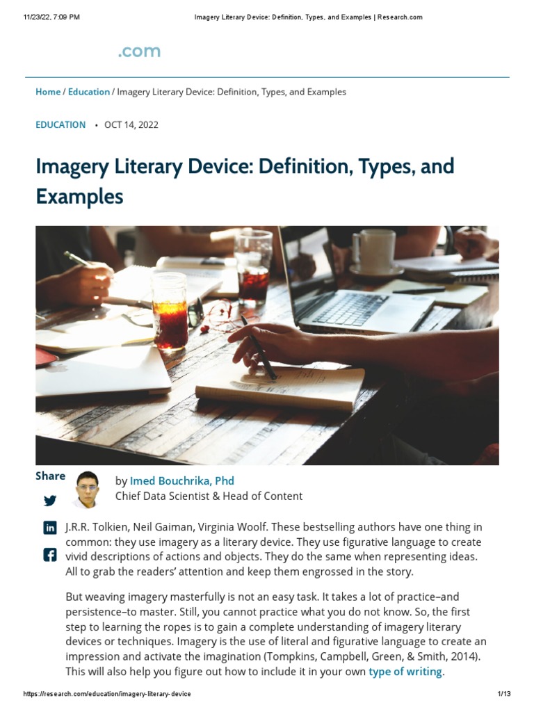Imagery Literary Device - Definition, Types, and Examples | PDF | Taste | Perception