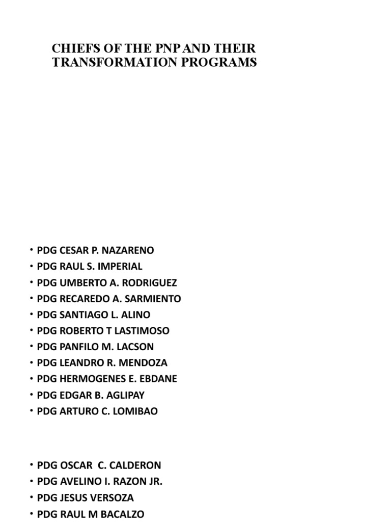 Chiefs of The PNP and Their Transformation Programs | PDF | Travel ...