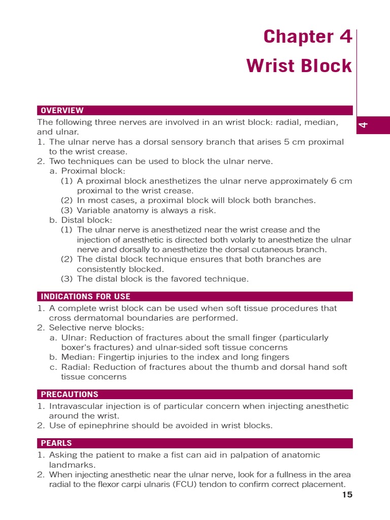 Wrist Block Anesthesia Techniques | PDF | Injection (Medicine) | Finger