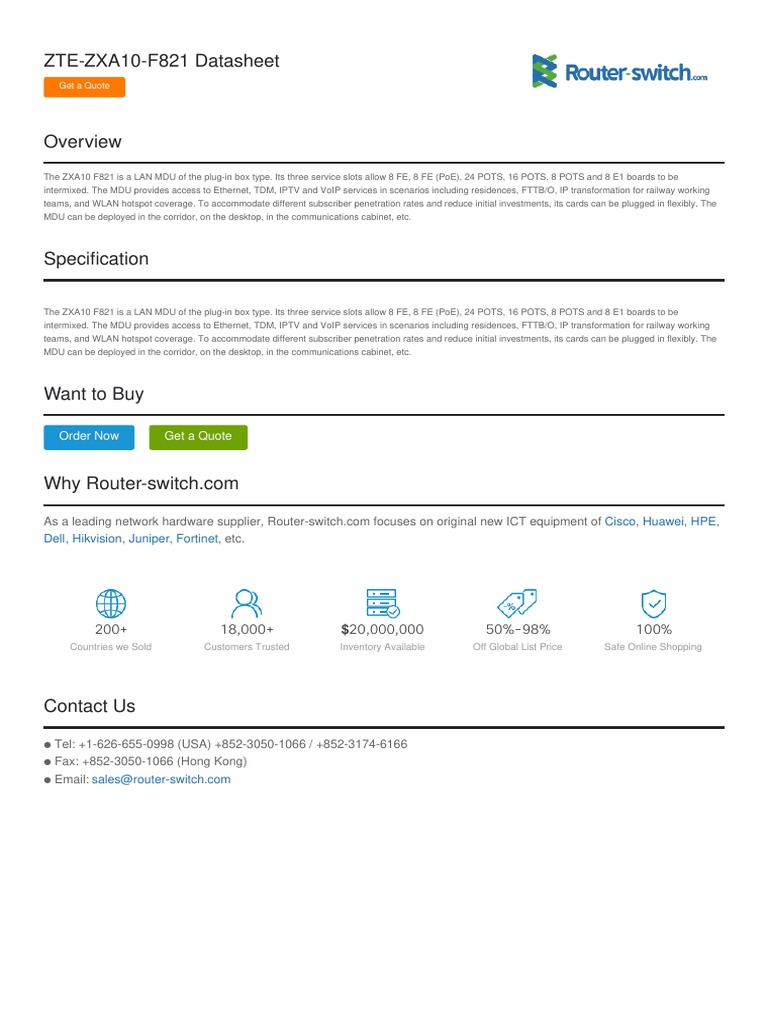 Zte Zxa10 f821 Datasheet PDF | PDF