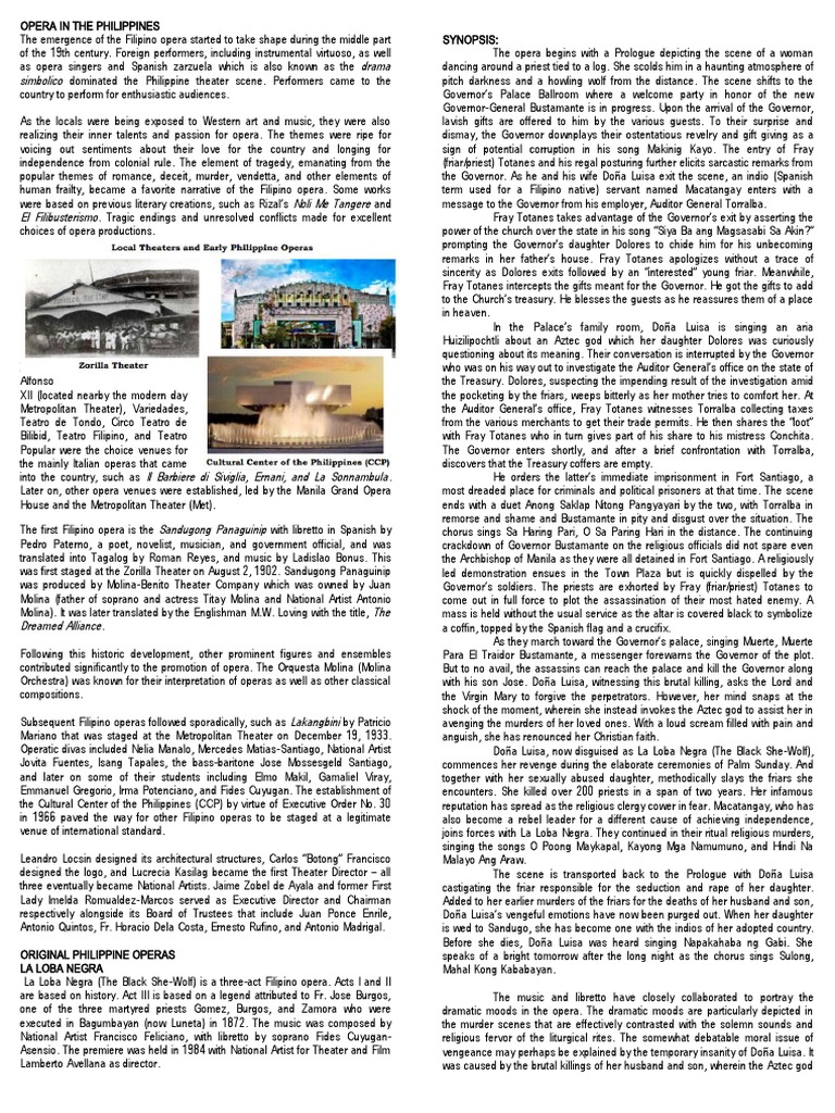 Filipino Opera: History and Icons | PDF