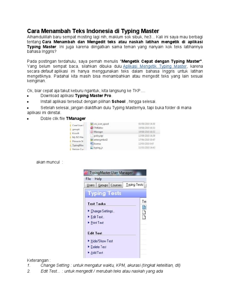 Cara Menambah Teks Indonesia Di Typing Master | PDF | Seni & Disiplin ...