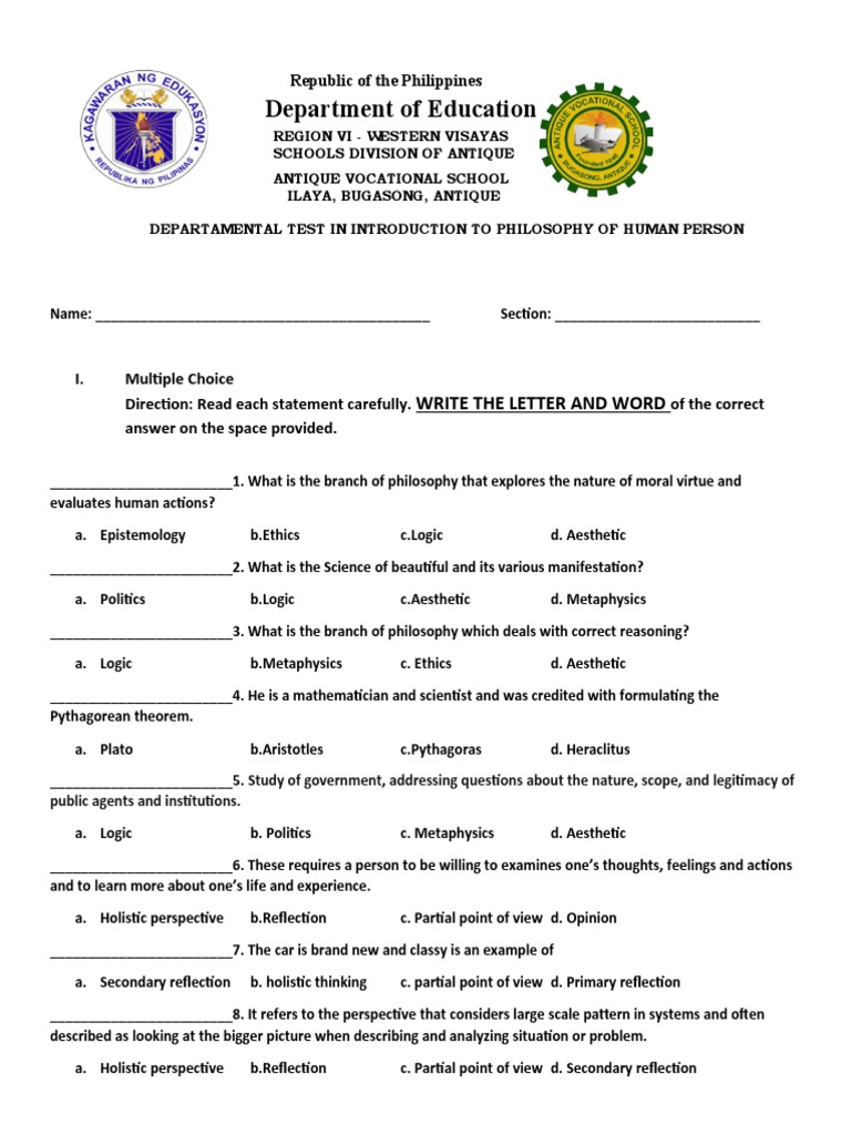 Second Sem Midterm Exam in Introduction To Philosophy | PDF | Knowledge ... Second Sem Midterm Exam in Introduction To Philosophy | PDF | Knowledge ...