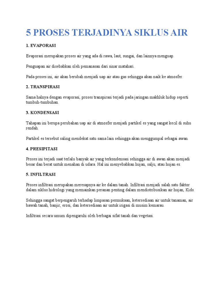 5 Proses Terjadinya Siklus Air | PDF