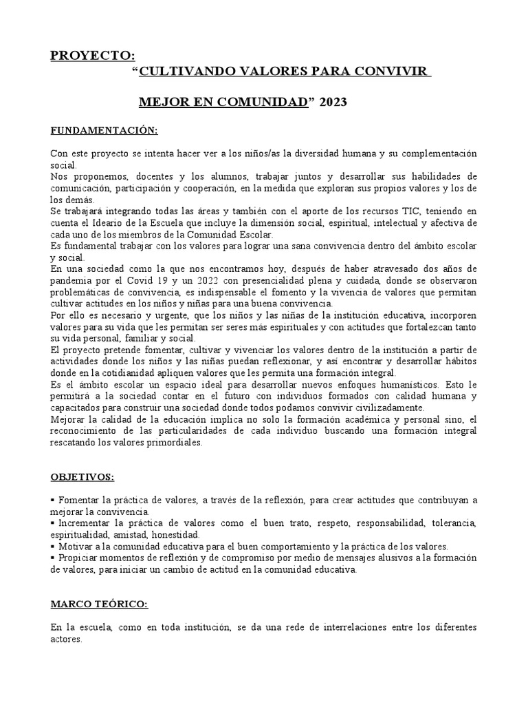 Proyecto Valores | PDF | Tolerancia | Sociedad