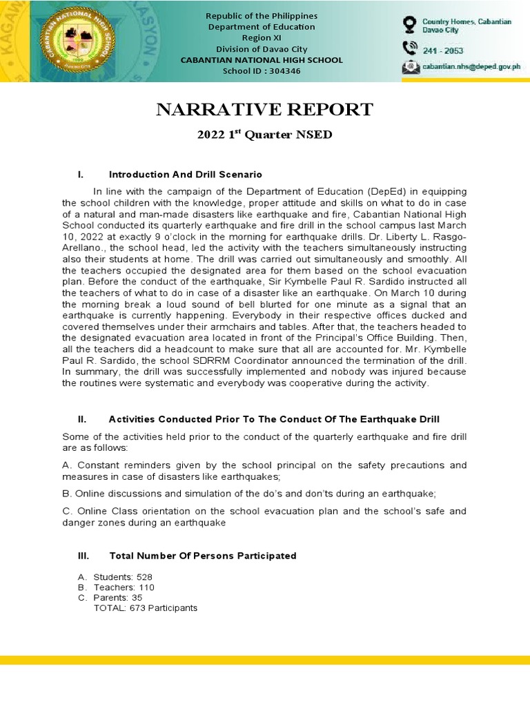 2022 1st QTR NSED Narrative Report | PDF