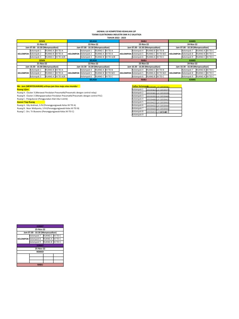 JADWAL UKK LSP TEI 2022-2023 | PDF