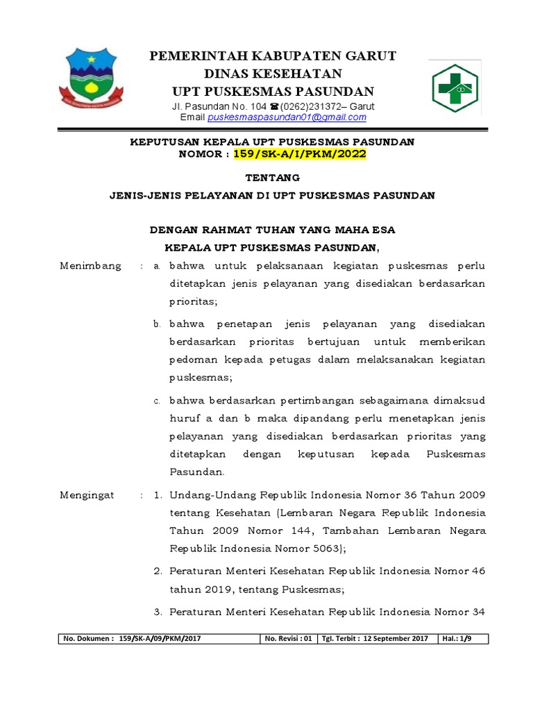 SK Jenis Pelayanan 2022 | PDF