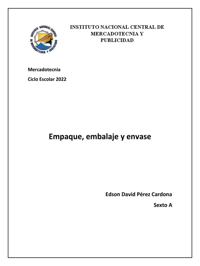 Empaque Embalaje Y Envase Pdf Cartón El Plastico