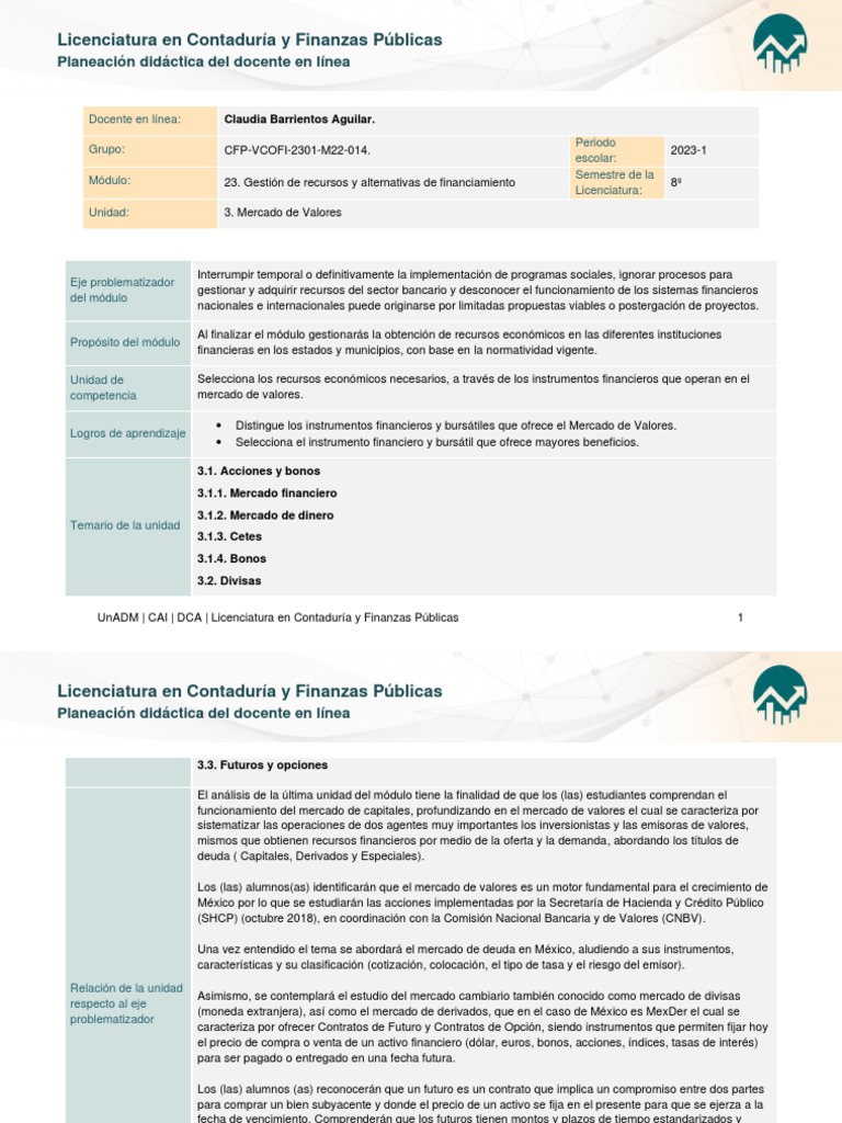 LCFP M23 U3 Planeacion Didactica | PDF