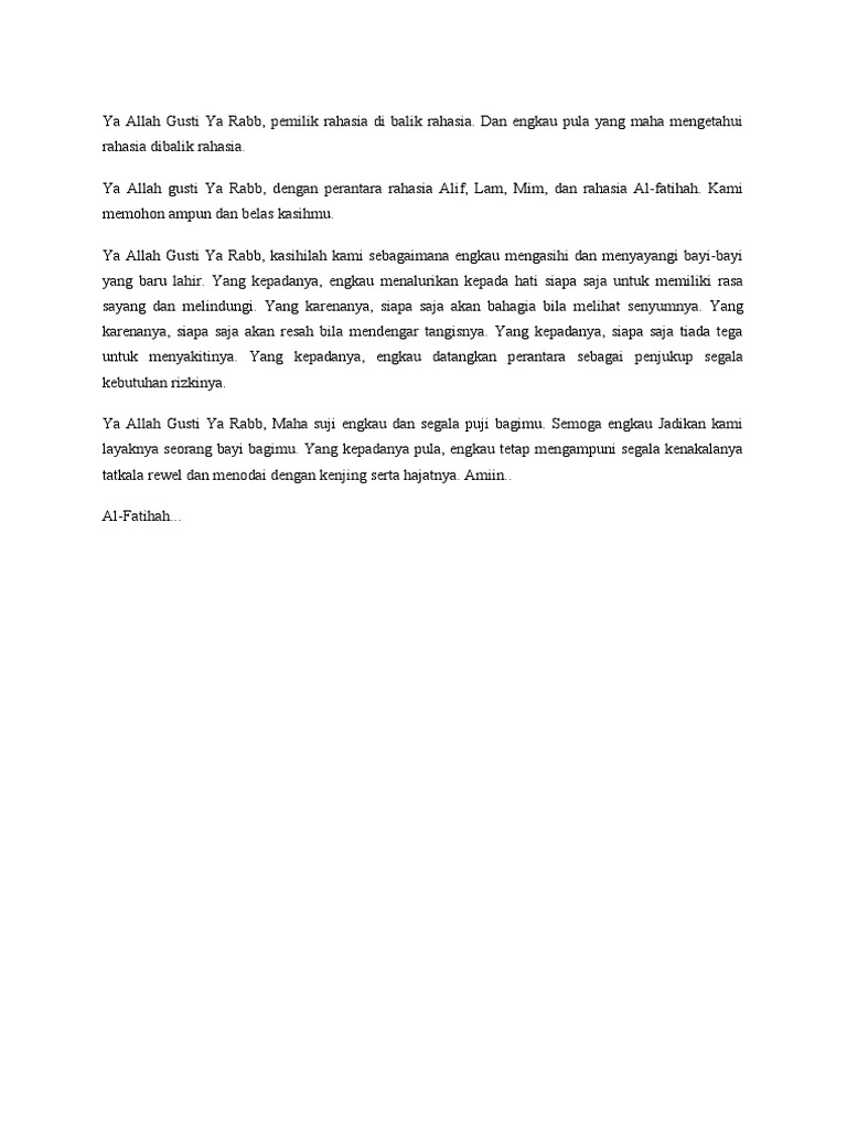 Ya Allah Gusti Ya Rabb | PDF