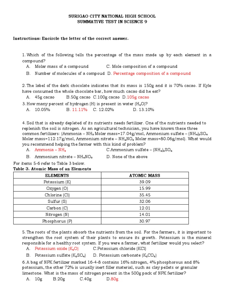 Summative Test | PDF