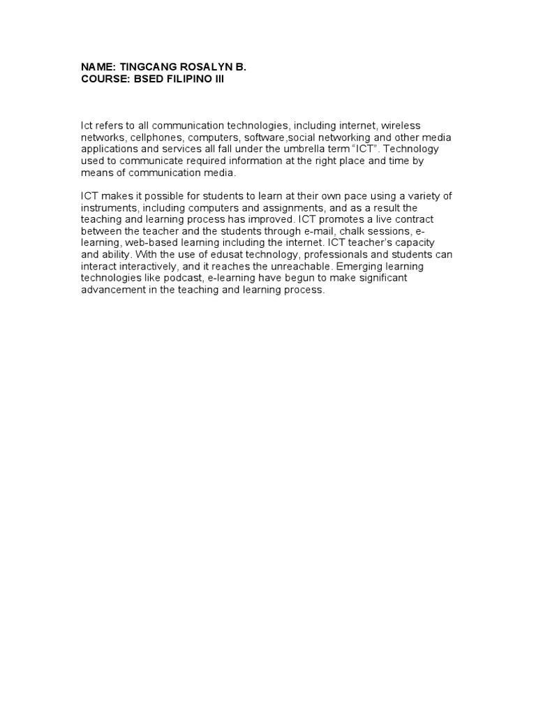 Ict Tingcang Rosalyn B. | PDF