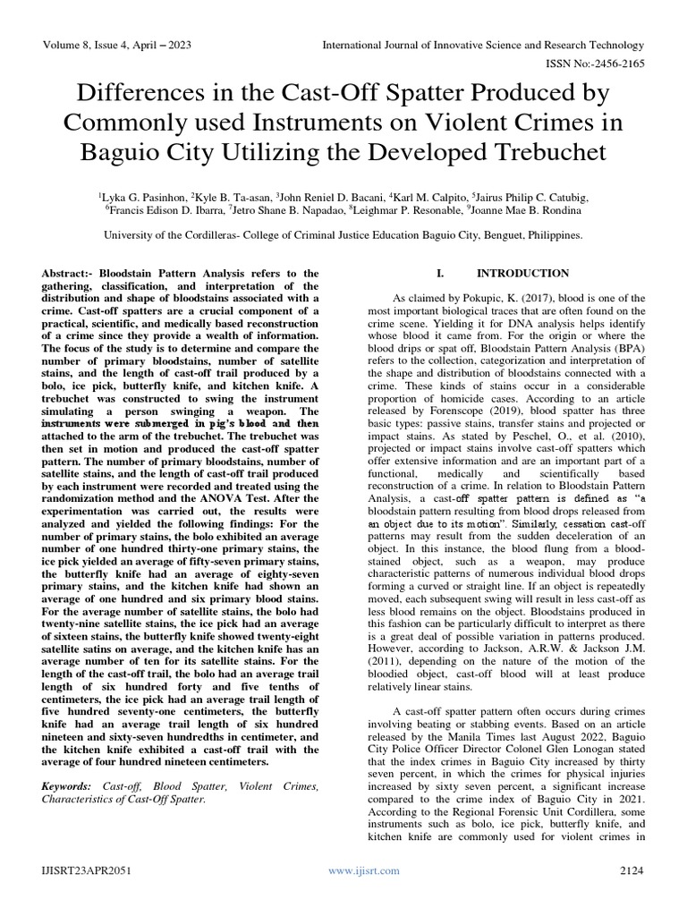 Differences in The Cast-Off Spatter Produced by Commonly Used ...