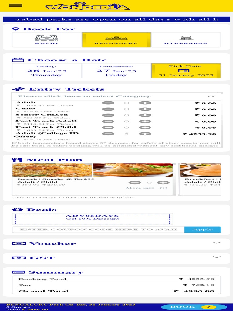 Wonderla Amusement Parks Book Your Tickets Now PDF | PDF