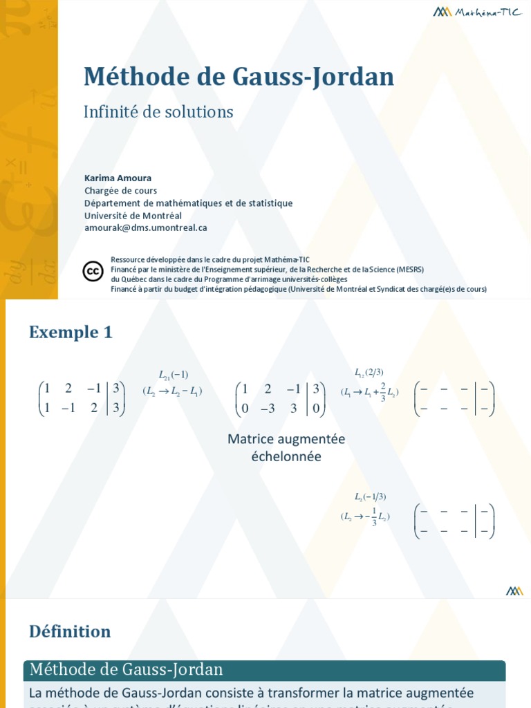 Méthode de Gauss-Jordan et solutions | PDF | Mathématiques | Algèbre