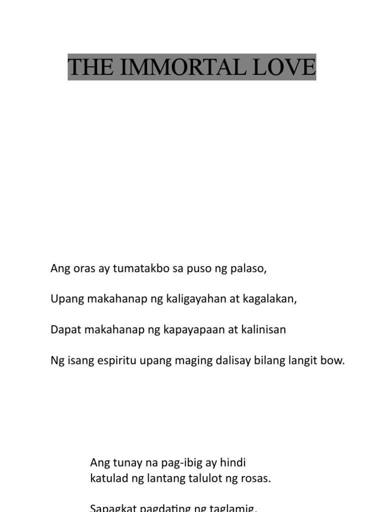 The Immortal Love | PDF