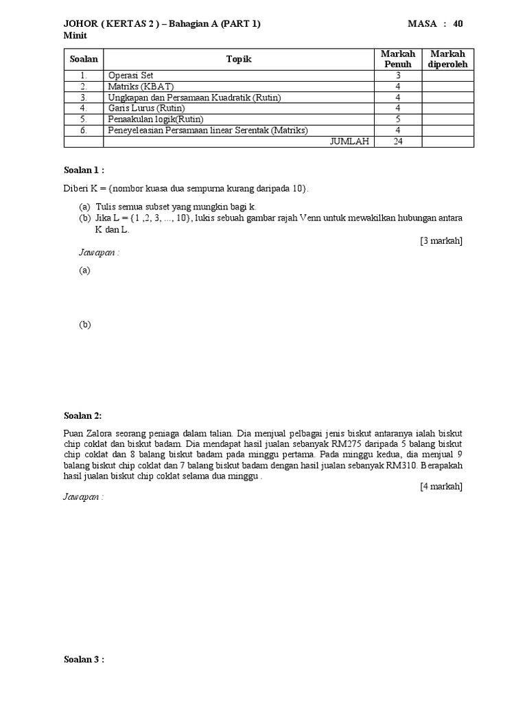 JOHOR - BHGN A - Part 1 | PDF