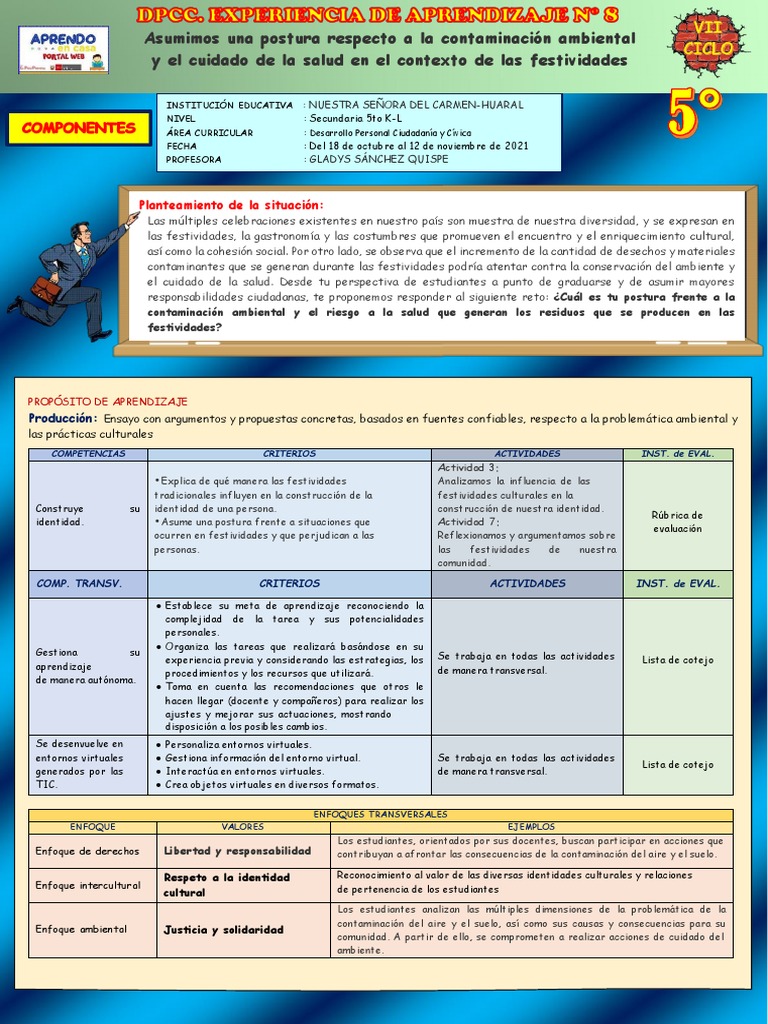 5° Eda 8 Dpcc Semana 4 Pdf Aprendizaje Evaluación 3702