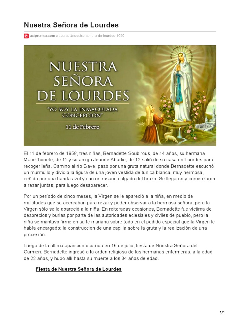 Nuestra Señora de Lourdes PDF | PDF