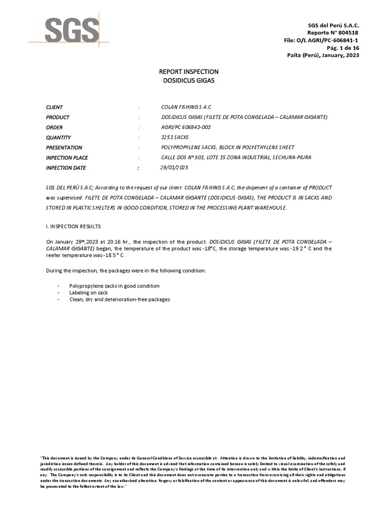 Inspection Report SGS | PDF | Forgery | Information