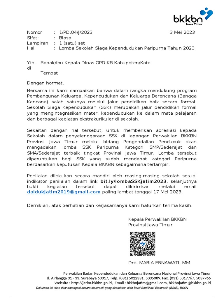 Surat Lomba SSK - Format TTE PDF | PDF