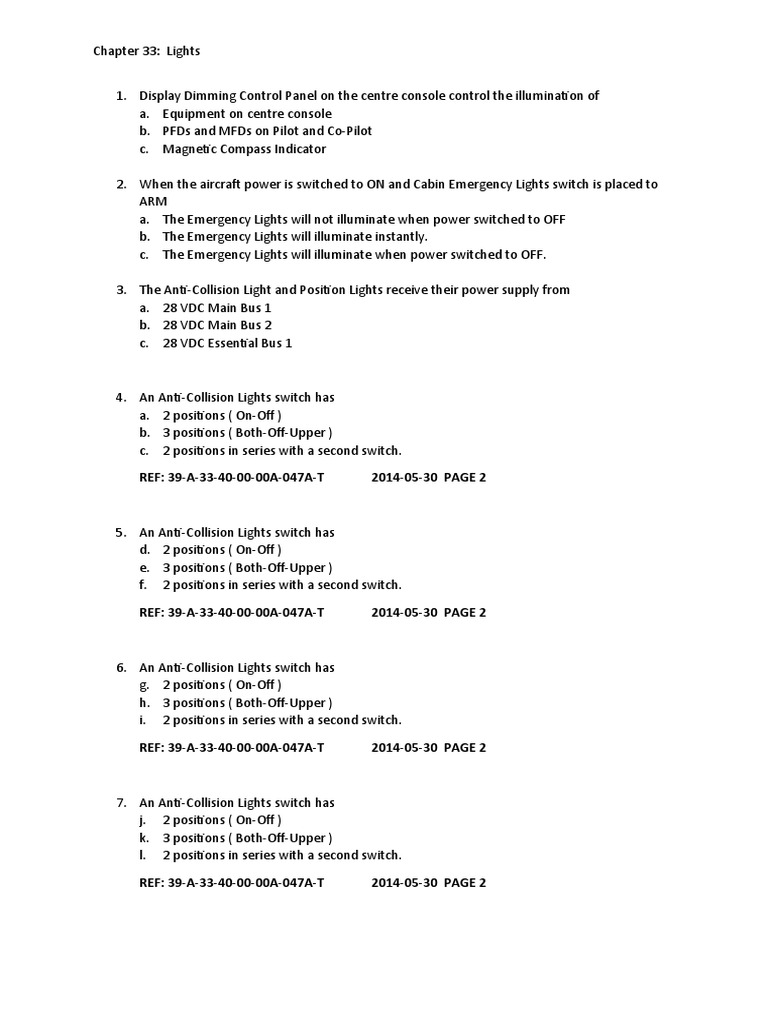 Q - A AW139 Ch33 - Lights.1 | PDF