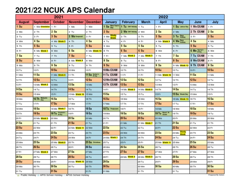 APS Academic Calendar 2021 2022 PDF | PDF