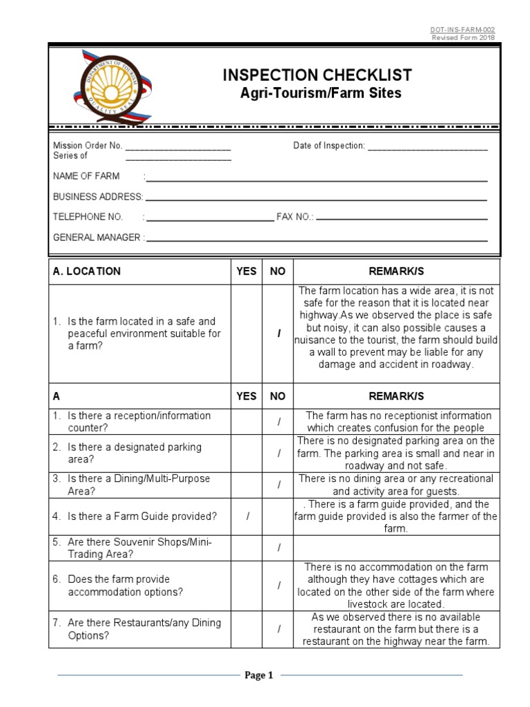 Farm Inspection Checklist 2018 | PDF | Public Toilet | Wash