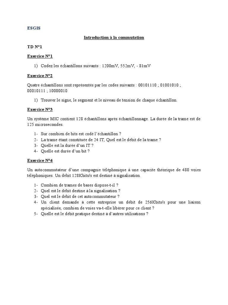 TD N°1 Introduction A La Commutation | PDF